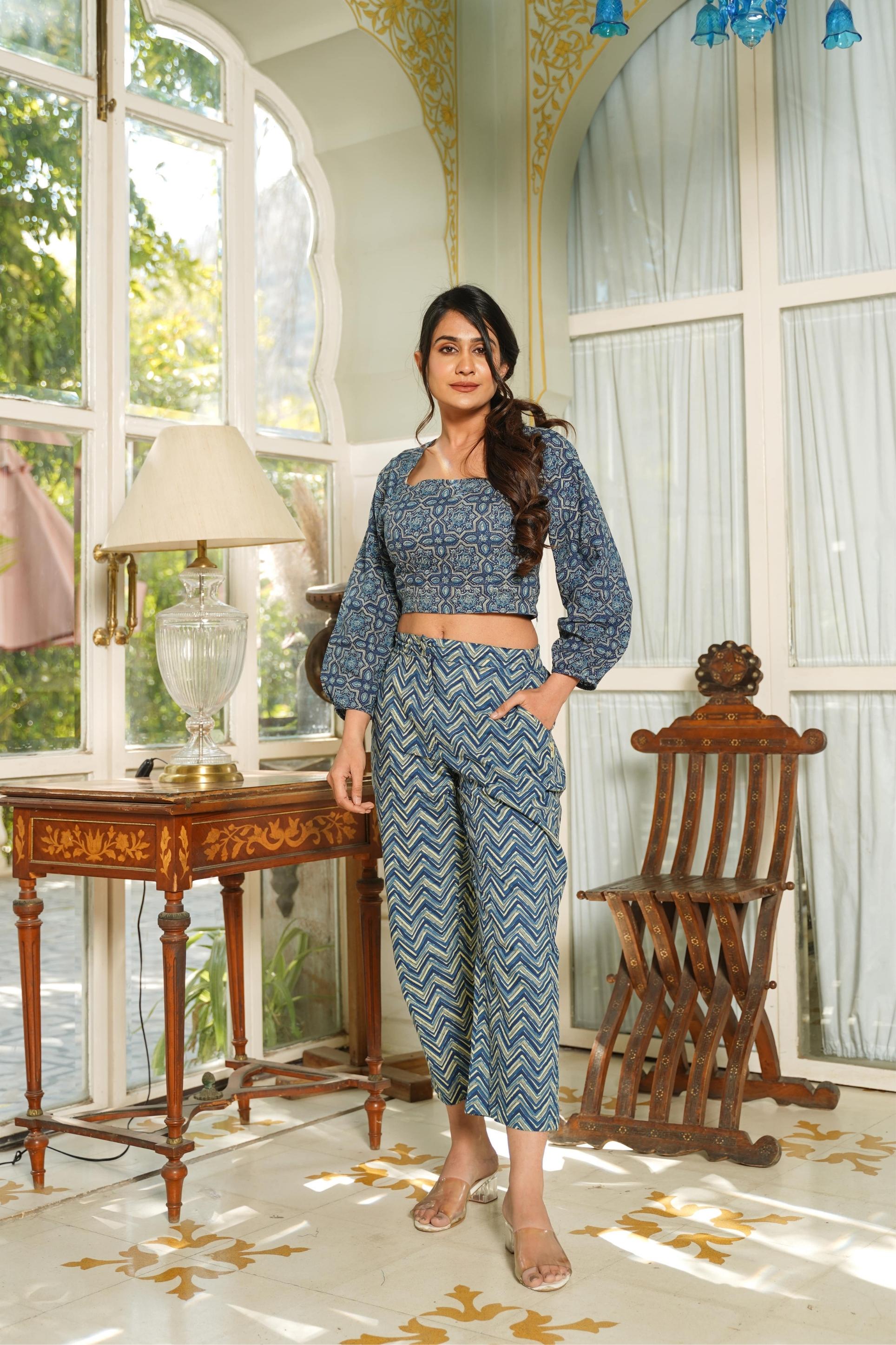 Indigo crop cotton co-ord set